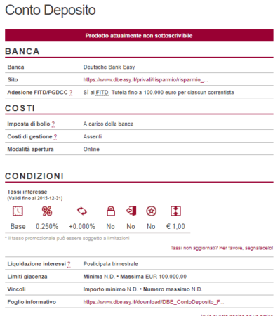 Conto Deposito Easy Deutsche Bank: caratteristiche